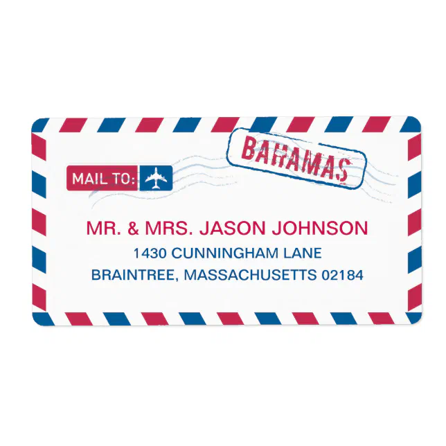 Bahamas Airmail Address Mailing Label | Zazzle