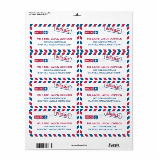 Bahamas Airmail Address Mailing Label | Zazzle