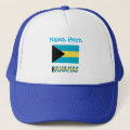 Bahamas and Bahamian Flag Blue Personalization Trucker Hat | Zazzle