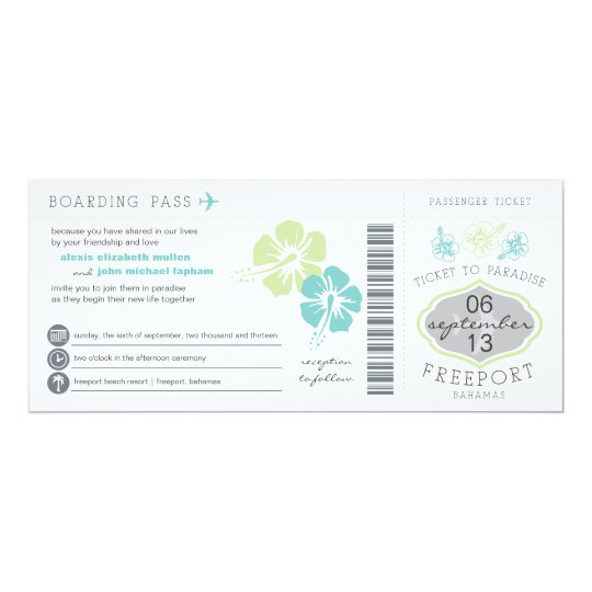 Bahamas Boarding Pass Wedding Invitation | Zazzle.com