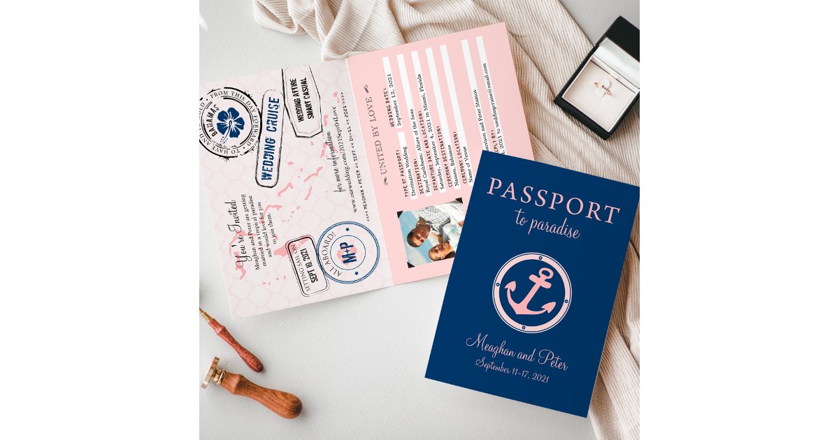 Bahamas Cruise Passport Wedding Invitation | Zazzle