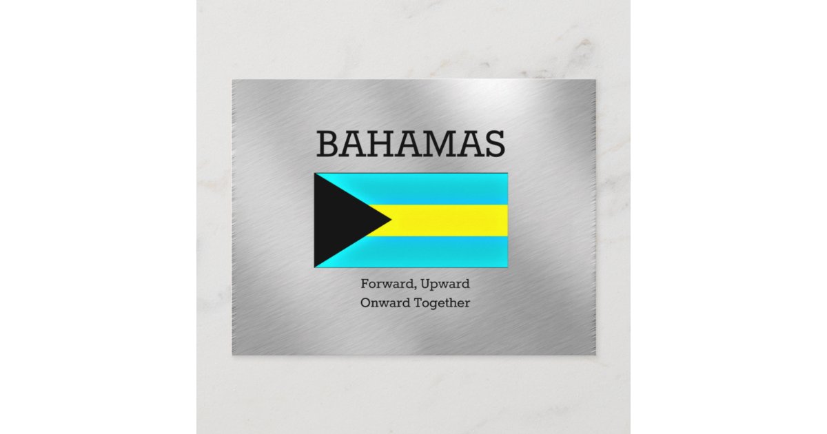 Bahamas flag and motto postcard | Zazzle