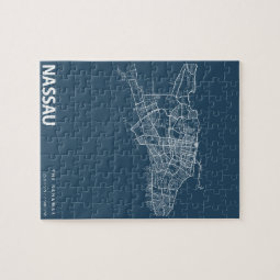Bahamas Minimalist City Map Line Art in Blue Jigsaw Puzzle | Zazzle