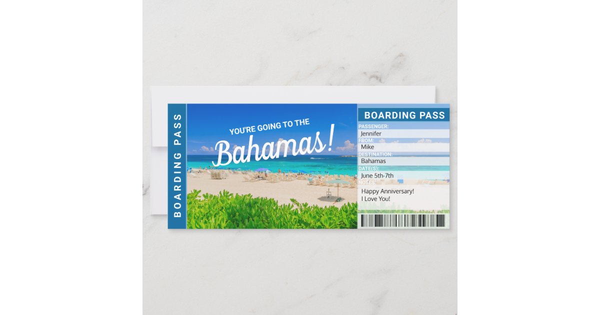 Bahamas Vacation Travel Gift Ticket | Zazzle