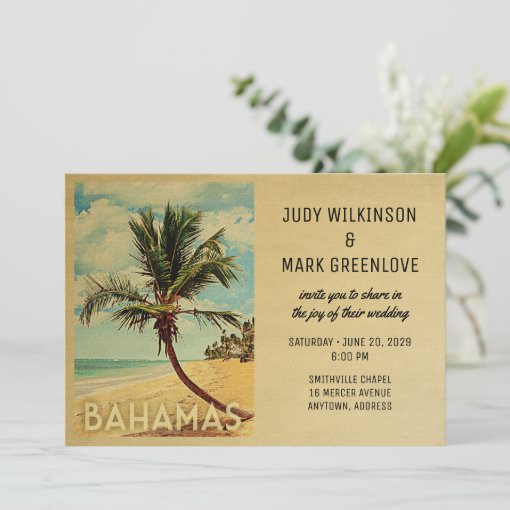 Bahamas Wedding Invitation Beach Palm Tree | Zazzle