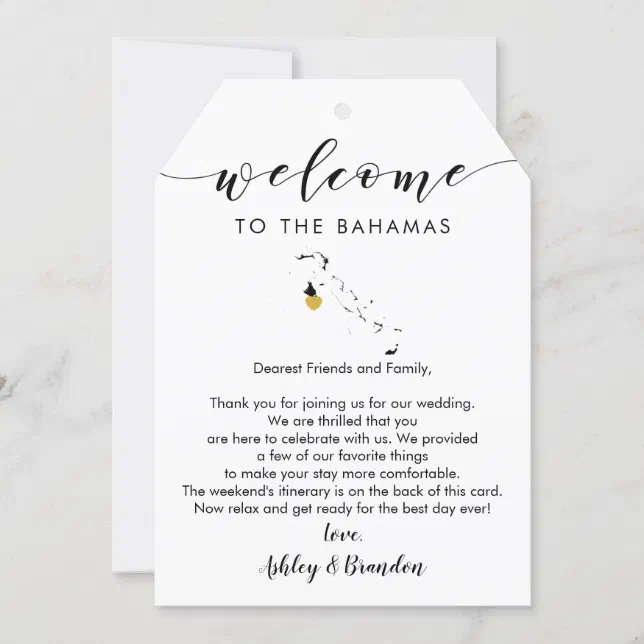 Bahamas Wedding Welcome Tag, Letter Itinerary | Zazzle