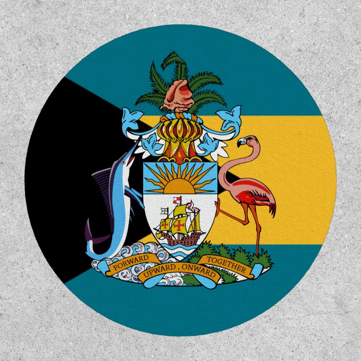 Bahamian Flag & Coat of Arms, Flag of The Bahamas Patch | Zazzle