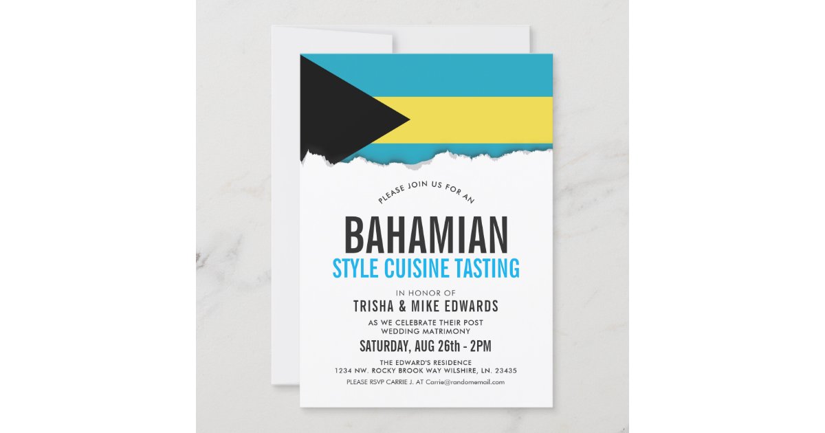 Bahamian Themed Cuisine | Party Flag Invite White | Zazzle