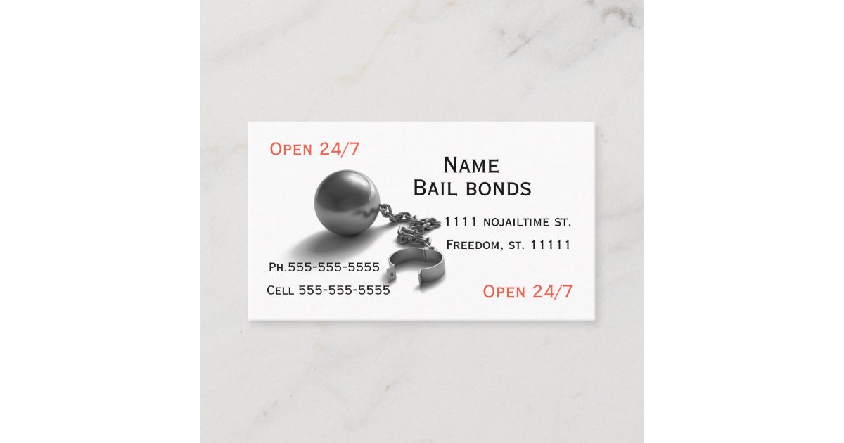 Bail bonds ball and chain business card | Zazzle