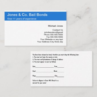 Bail Bonds Business Cards | Zazzle