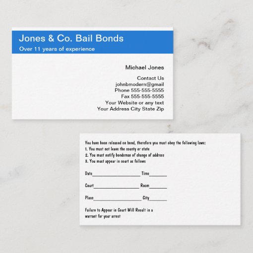 Bail Bonds Business Cards | Zazzle