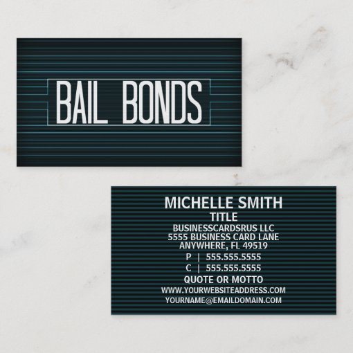 Bail Bonds Elegant Stripe Business Card | Zazzle