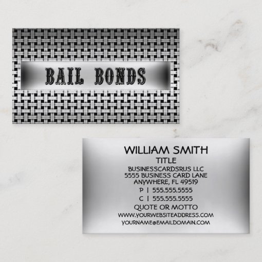 Bail Bonds Metal Look Business Card | Zazzle