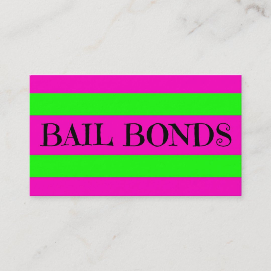 Bail Bonds Neon Colors Business Card | Zazzle