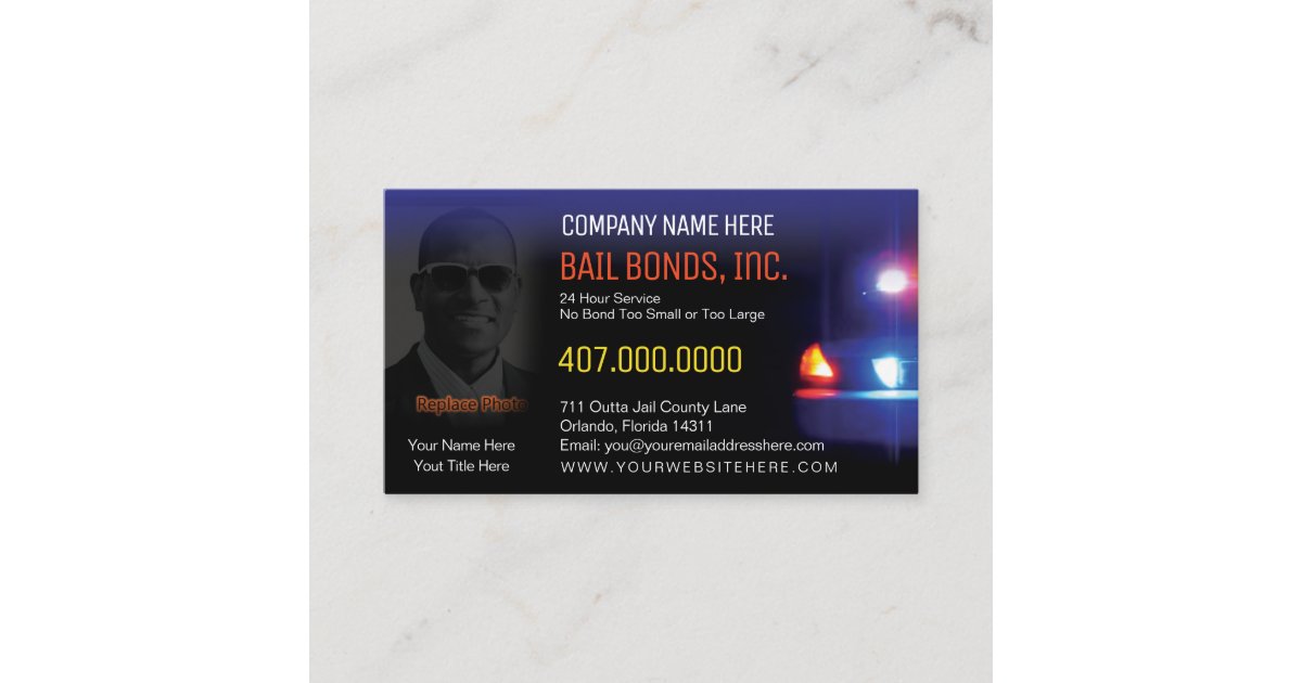Bail Bonds Photo Business Card Template | Zazzle