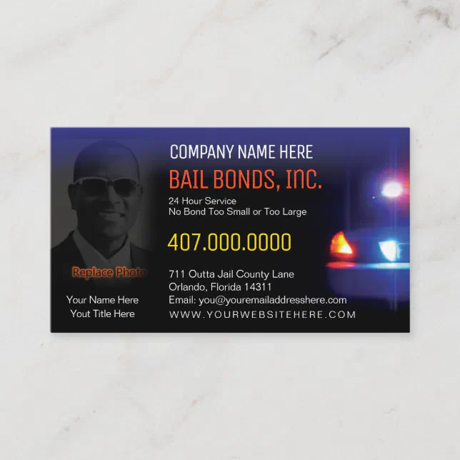 Bail Bonds Photo Business Card Template | Zazzle