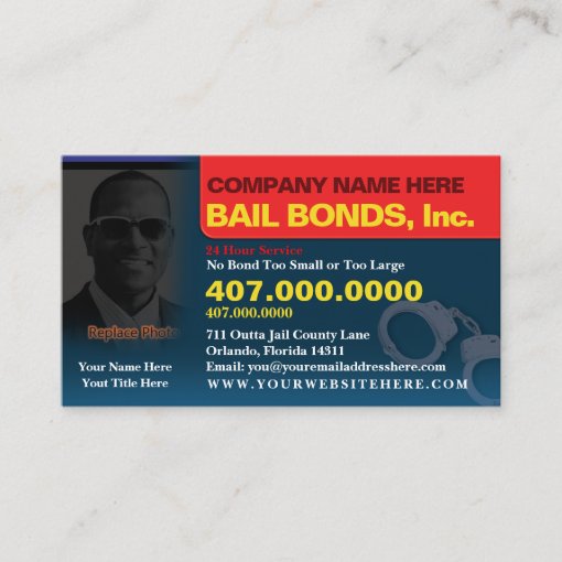 Bail Bonds Photo Customize Business Card Template | Zazzle