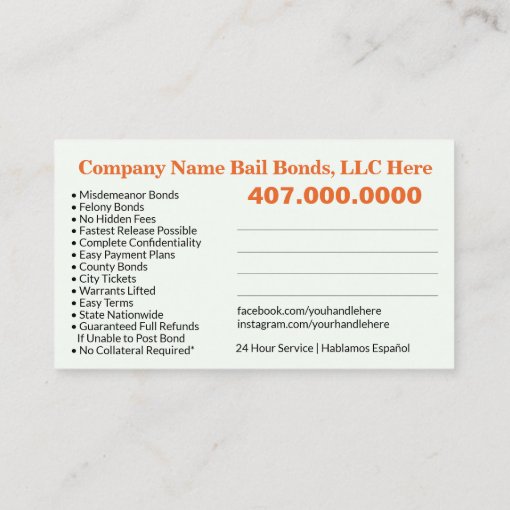 Bail Bonds Photo Customize Business Card Template | Zazzle