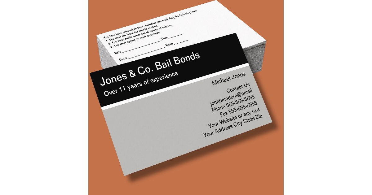 Bail Bonds Two Side Modern Business Cards | Zazzle