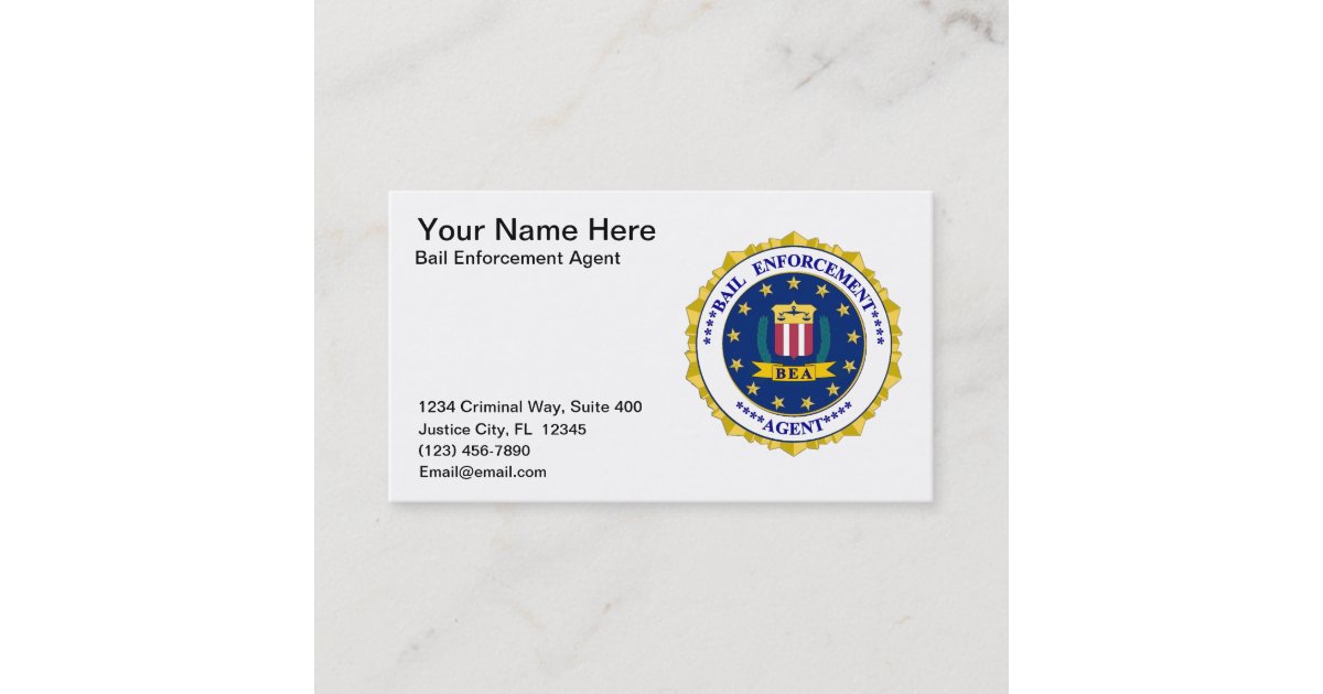 Bail Enforcement Agent Business Card | Zazzle