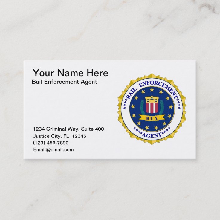 Bail Enforcement Agent Business Card | Zazzle