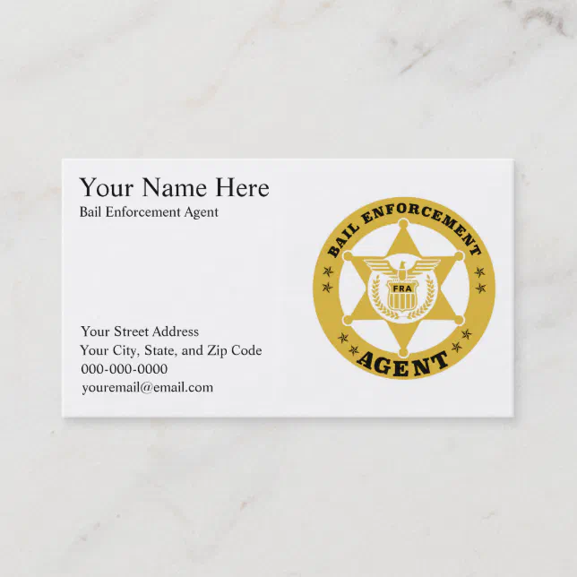 BAIL ENFORCEMENT AGENT Business card | Zazzle