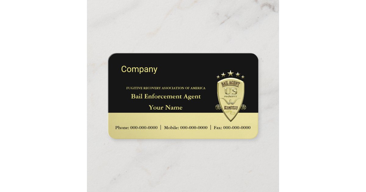 Bail Enforcement Agent Business Card | Zazzle