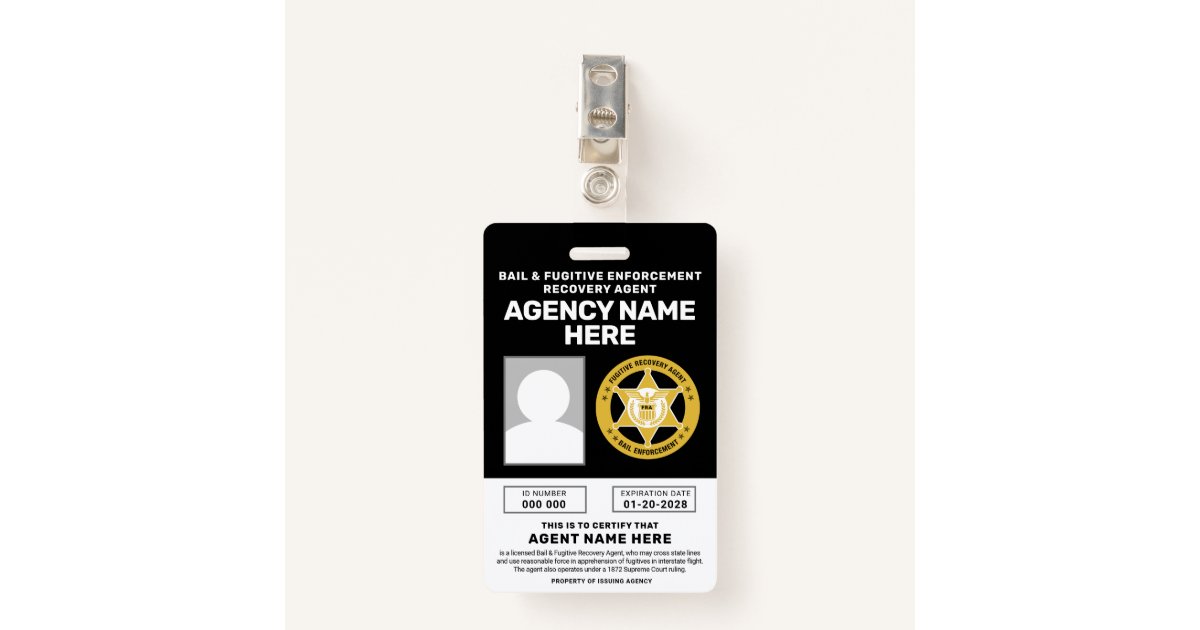 BAIL & FUGITIVE RECOVERY AGENT BADGE | Zazzle