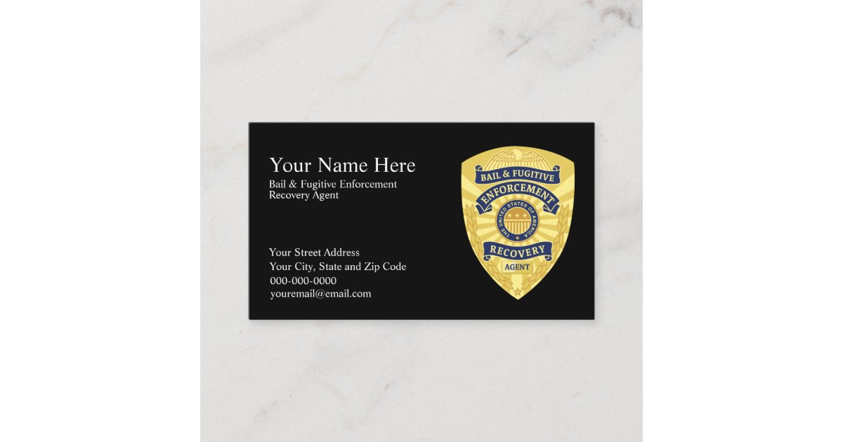BAIL & FUGITIVE RECOVERY AGENT Business Cards | Zazzle