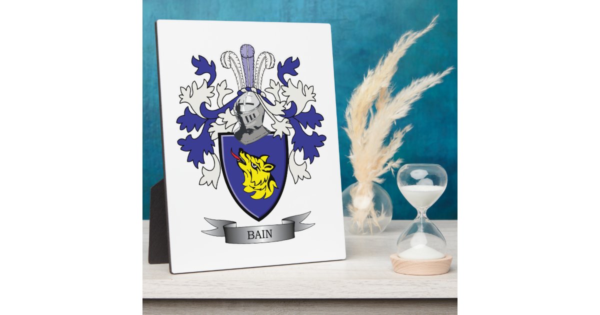 Bain Family Crest Coat of Arms Plaque | Zazzle