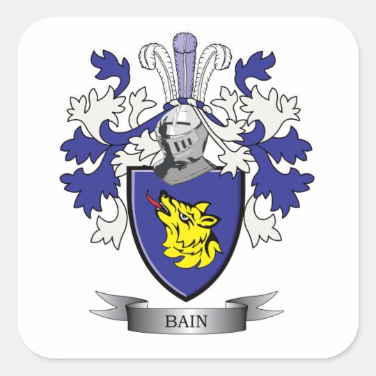 Bain Family Crest Coat of Arms Square Sticker | Zazzle.com