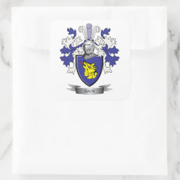 Bain Family Crest Coat of Arms Square Sticker | Zazzle