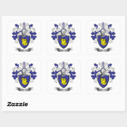 Bain Family Crest Coat of Arms Square Sticker | Zazzle