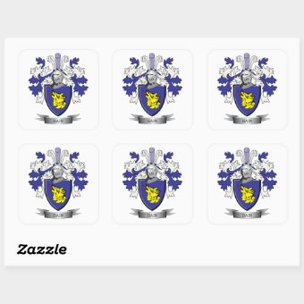 Bain Family Crest Coat of Arms Square Sticker | Zazzle