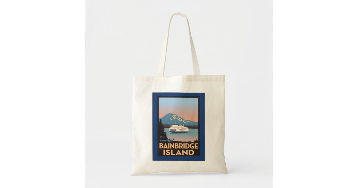 Bainbridge Island Retro-styled Poster Art Tote Bag | Zazzle