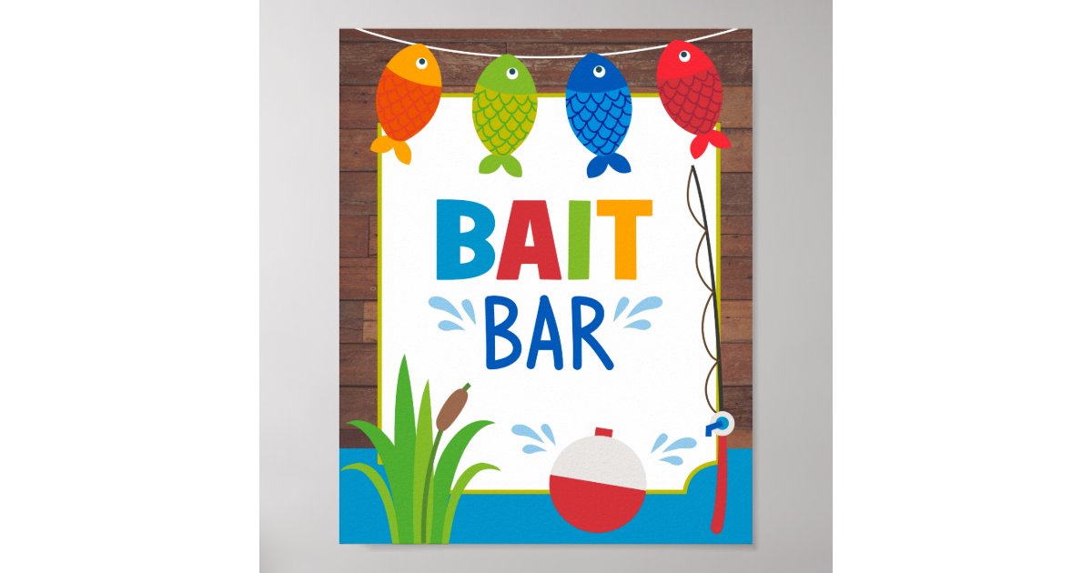 Bait Bar Sign The Big One fishing party food sign | Zazzle