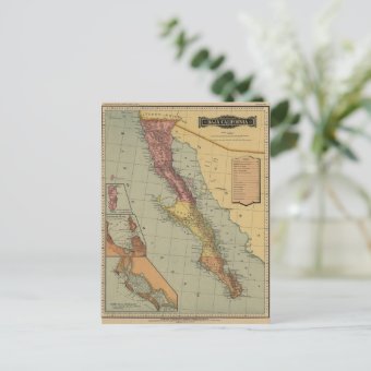 Baja California Antique Map Postcard | Zazzle
