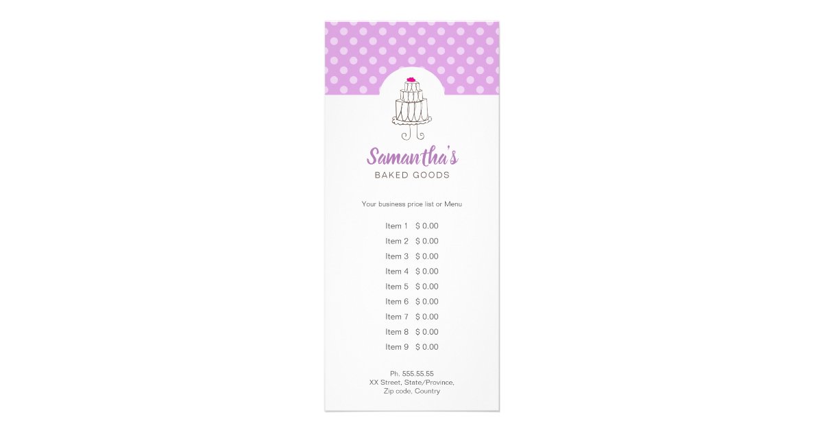 Bake Goods Bakery Rack Card | Zazzle