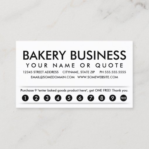 bake. loyalty punch card | Zazzle