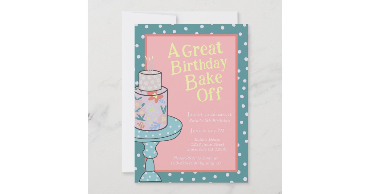 Bake Off Birthday Cake Decorating Invitation | Zazzle