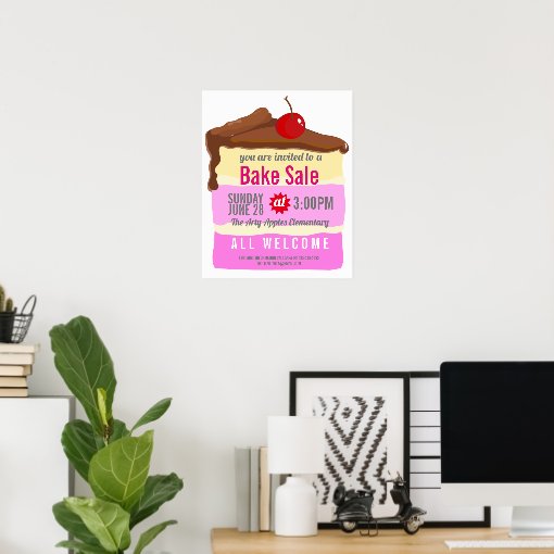 bake sale cake fundraiser school PTO PTA charity Poster | Zazzle