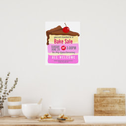 bake sale cake fundraiser school PTO PTA charity Poster | Zazzle