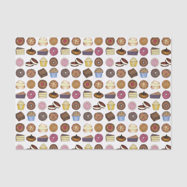 Bake Sale Cookie Cake Pie Donut Brownie Muffin Tissue Paper | Zazzle