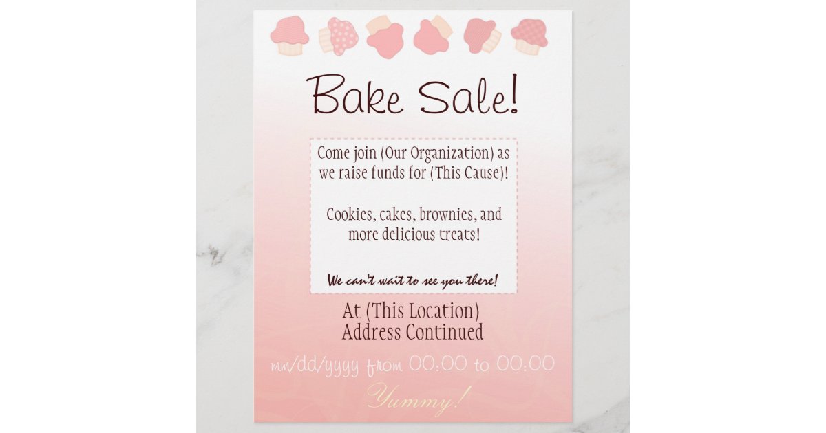 Bake Sale Flyer (Cupcake Border) | Zazzle