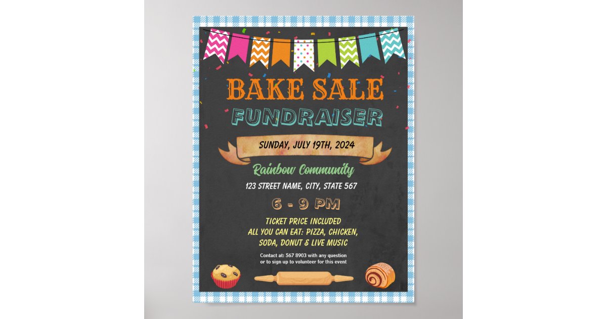 Bake Sale fundraiser school event template Poster | Zazzle