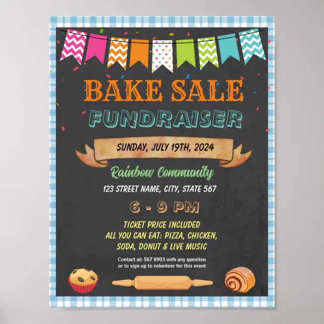 Bake Sale fundraiser school event template Poster | Zazzle