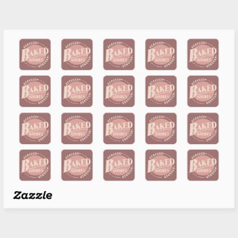 Baked Goodies - Baker Baking Bakery Square Sticker | Zazzle