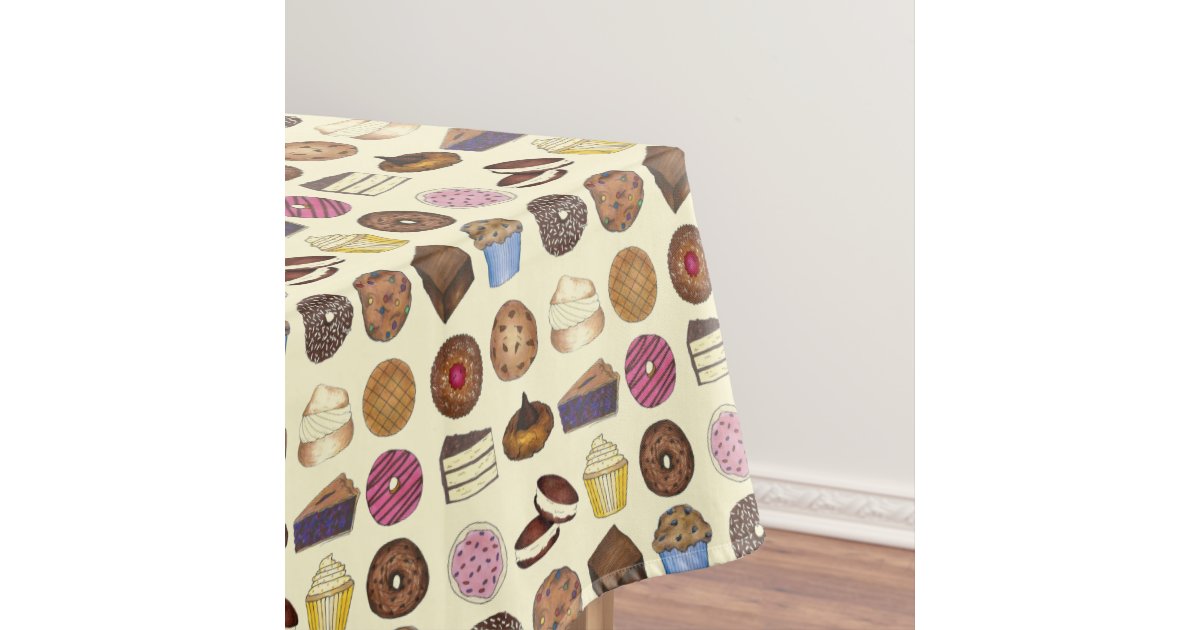 Baked Goods Bake Sale Donut Brownie Cupcake Pie Tablecloth | Zazzle