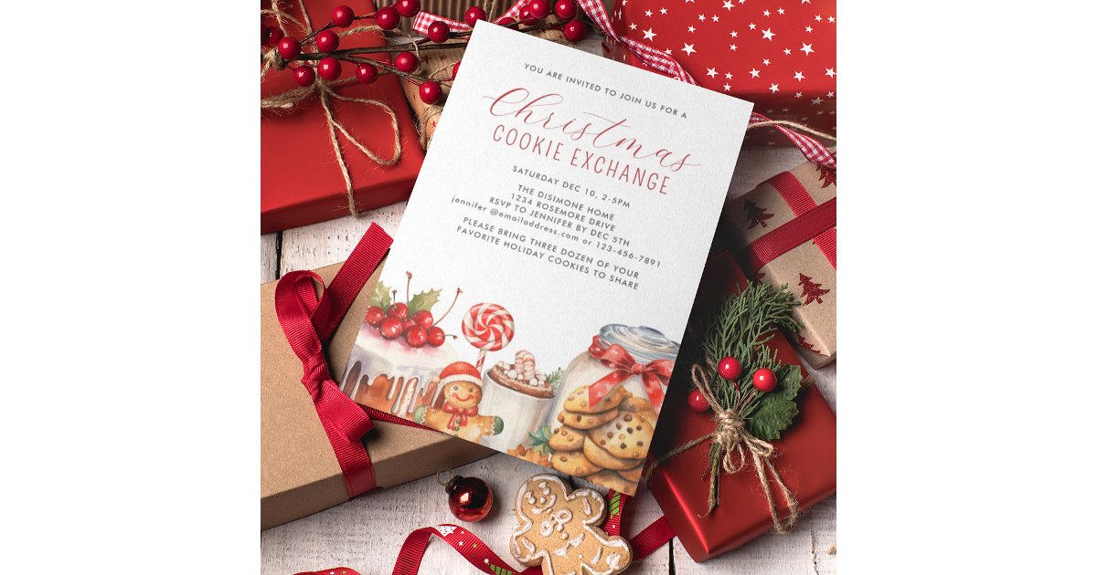 Baked Goods Christmas Cookie Exchange Party Invitation | Zazzle