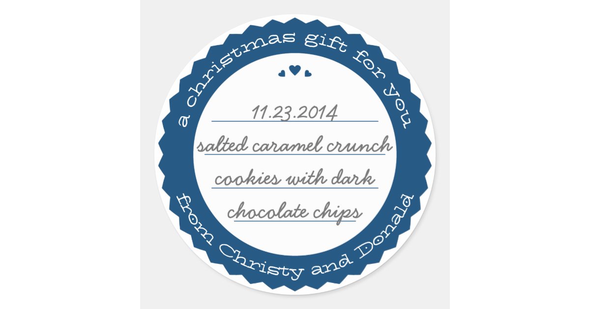 Baked Goods Round Gift Label Sticker Circle Navy | Zazzle